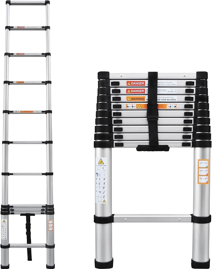 Amazon.com: 10.5 Feet Telescopic Ladder Aluminium Folding Extension ...