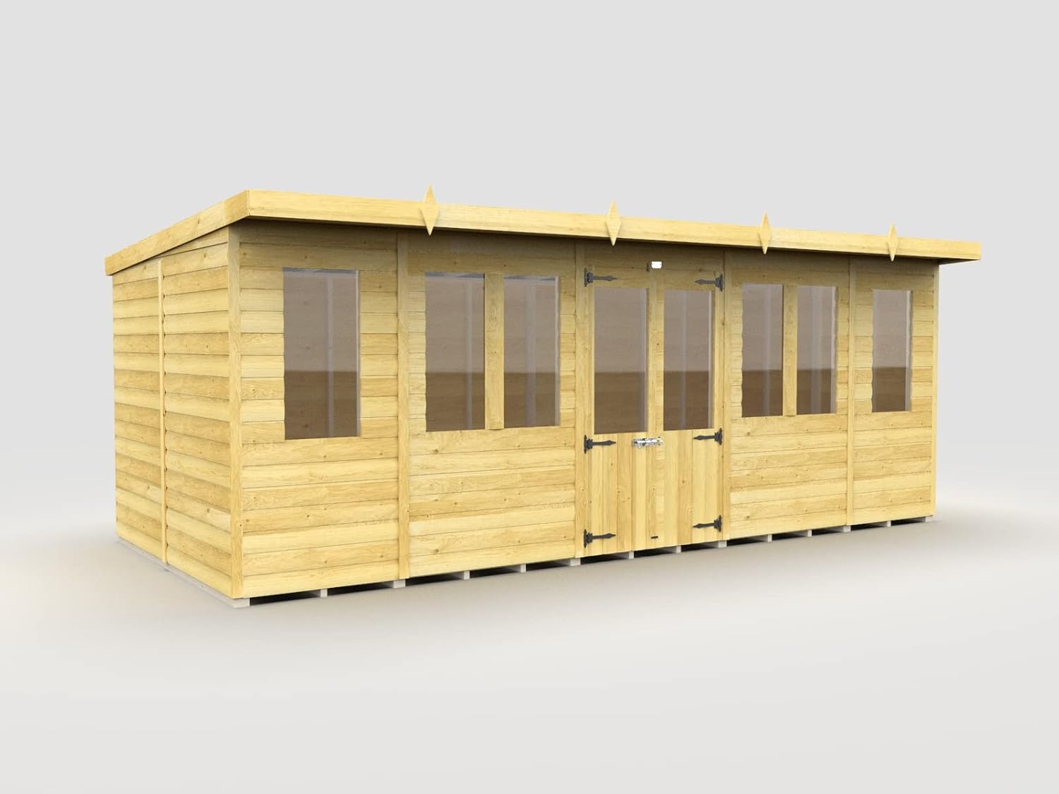 DIY SHEDS 18x8 LOGLAP Pent Summer House Double Doors Fast 2-5 Days ...