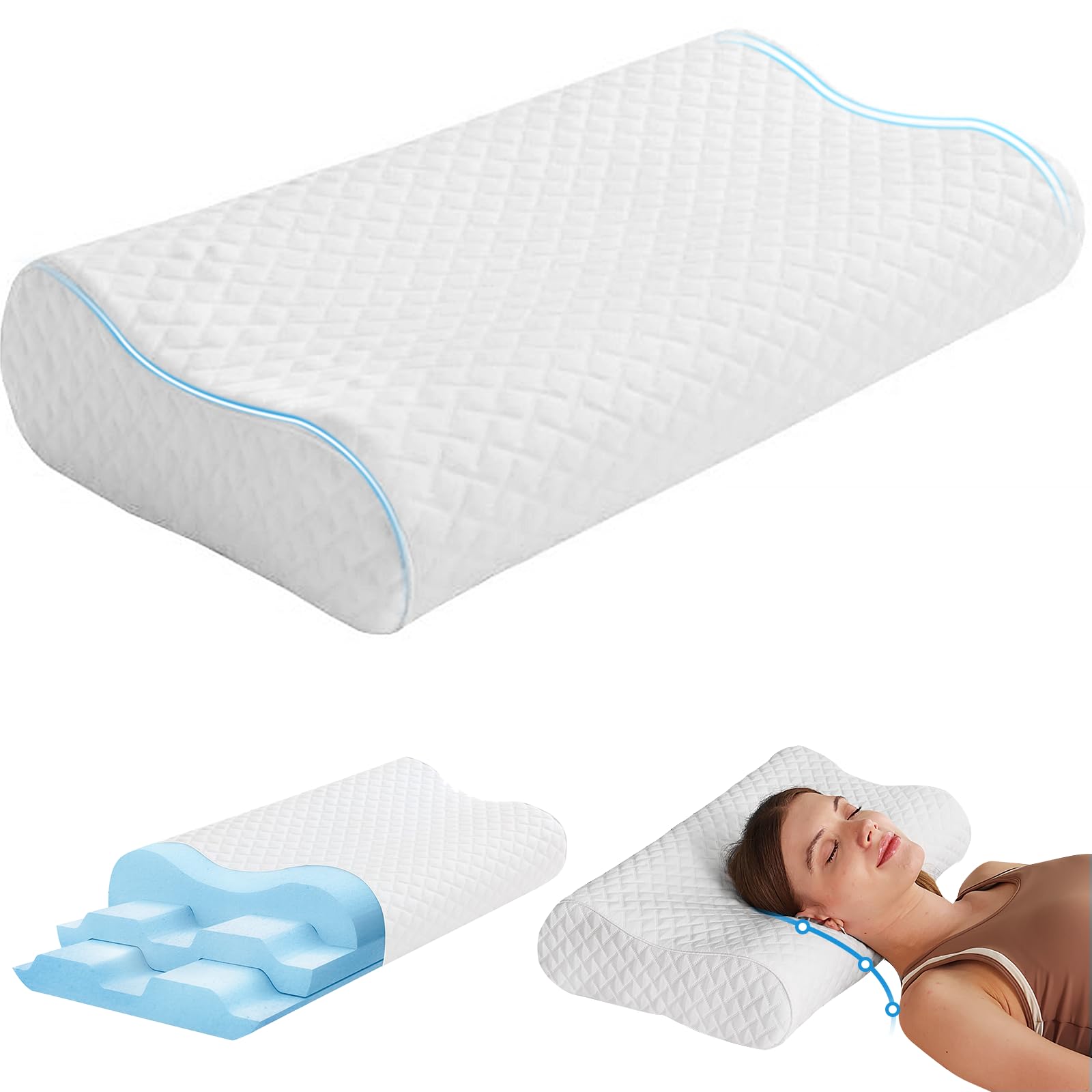 Amazon.com: Susalt Neck Cervical Pillows - Memory Foam Pillow for Neck ...