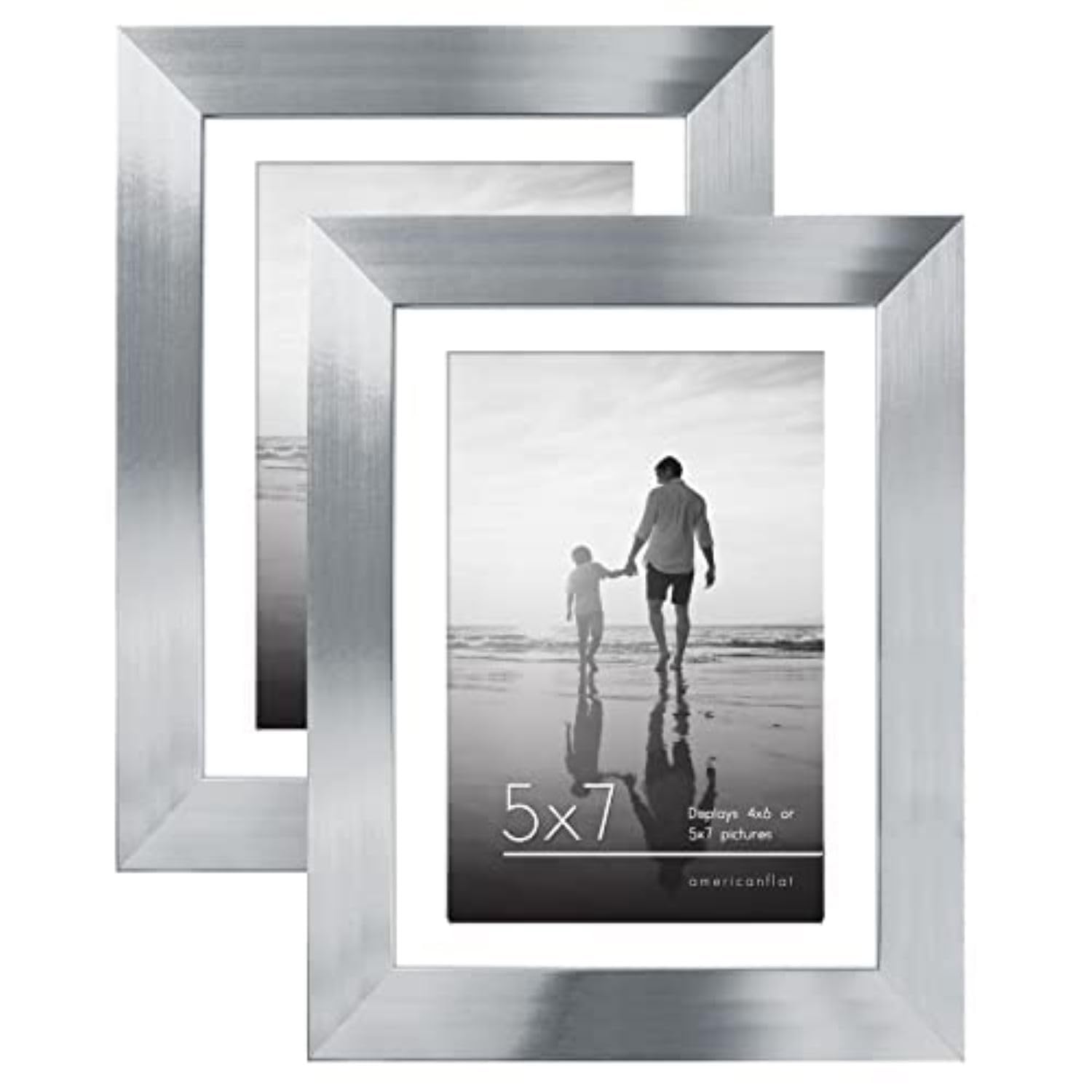 Americanflat 7x5 Photo Frames in Silver - Set of 2 - Use as 6x4 Photo ...