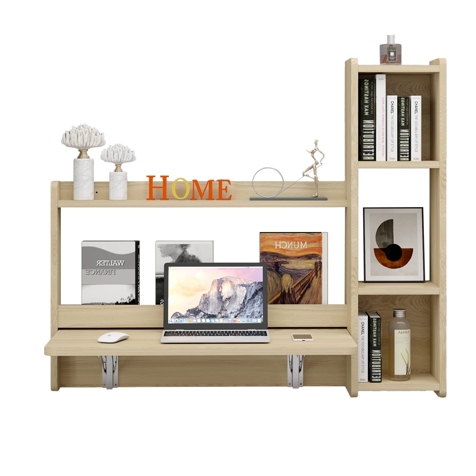 Retractable Shelf Folding Wall Mounted Desk, Fold Down Desk With ...