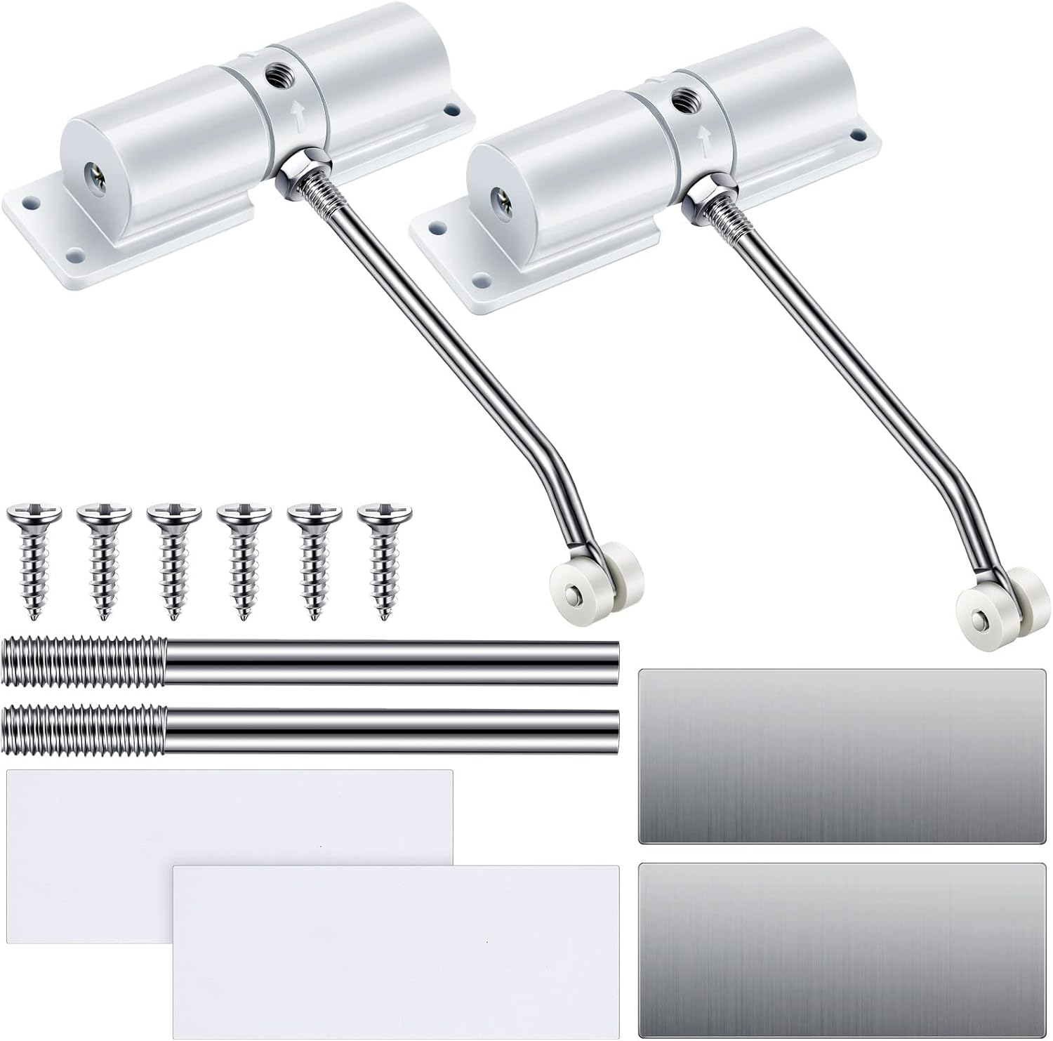 2 Pieces White Door Closer Automatic Safety Spring Door Closer Self ...
