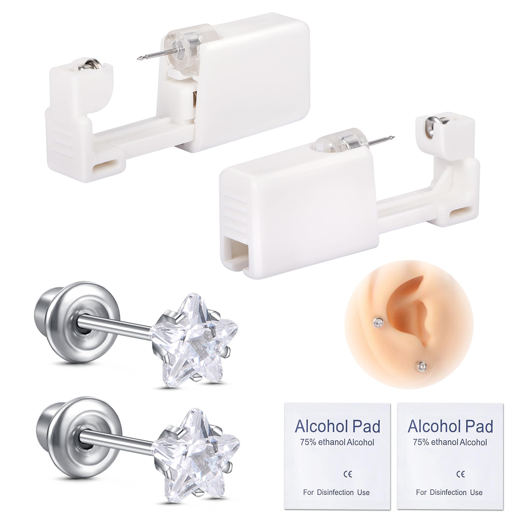 Amazon.com: JIESIBAO Ear Piercing Gun Kit,Self Disposable Ear Piercing ...