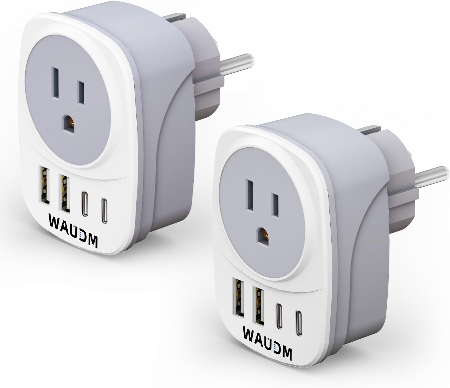 European Travel Plug Adapter with 1 USB,Type C,2 American Outlets ...