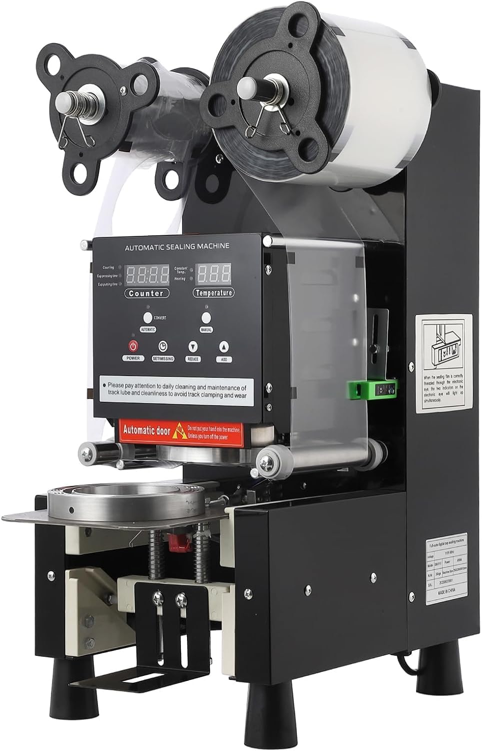 Amazon.com: Commercial Cup Sealing Machine Full Automatic Cup Sealer 90 ...