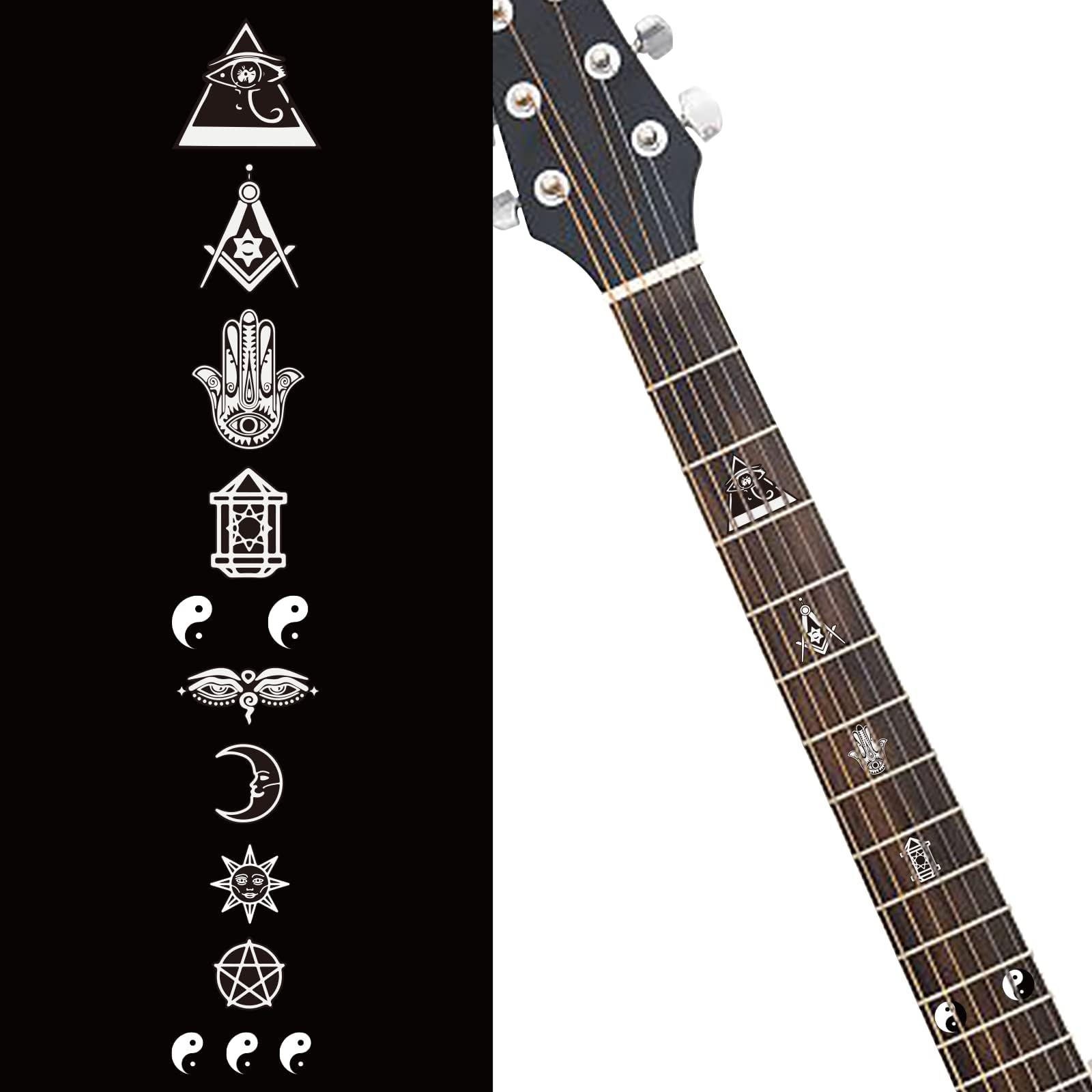 Amazon.com: Jockomo BAT Bat/White Pearl Guitar Inlay Sticker : Musical ...
