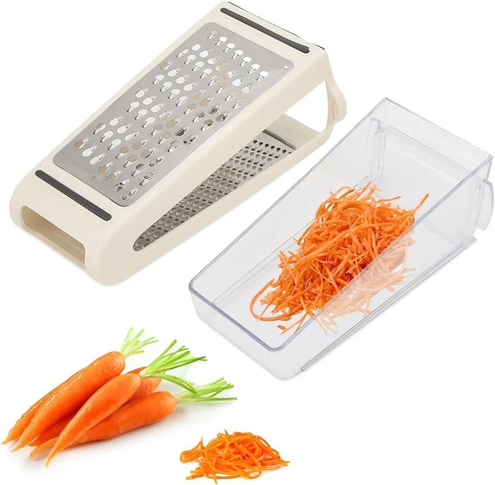 Cheese Grater with Container 2 Faces Stainless Steel Non-Slip Base ...