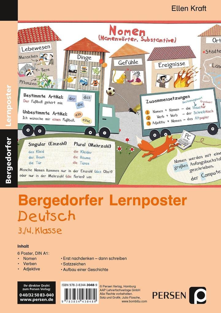 Lernposter Deutsch 3./4.Klasse: 6 Poster für den Klassenraum ...
