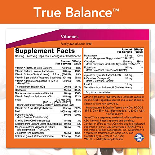 NOW Foods - : True Balance Multi - 120 cápsulas (2 Pacotes) - Fórmula ...