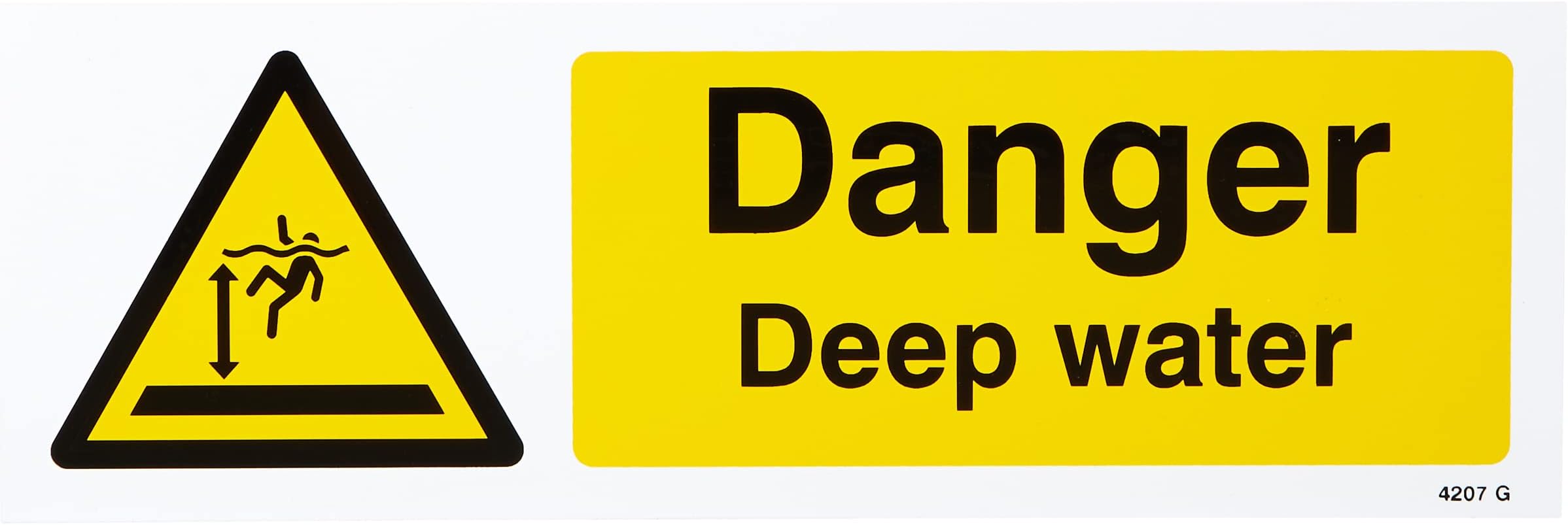 Danger deep Water Safety Sign - 1.2mm Rigid Plastic 300mm x 200mm Case ...