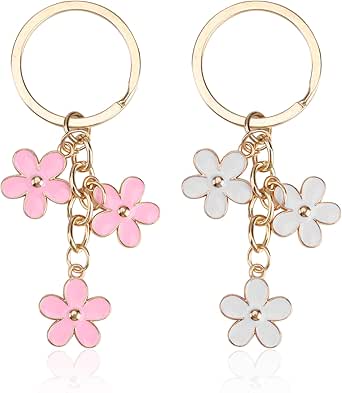 SmartMaster Keyring Chain Flowers Girls Keyrings, 2Pcs Key Chain Cute ...