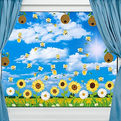 Amazon.com: Bee Festival Window Clings Honey Bee Window Decoration for ...