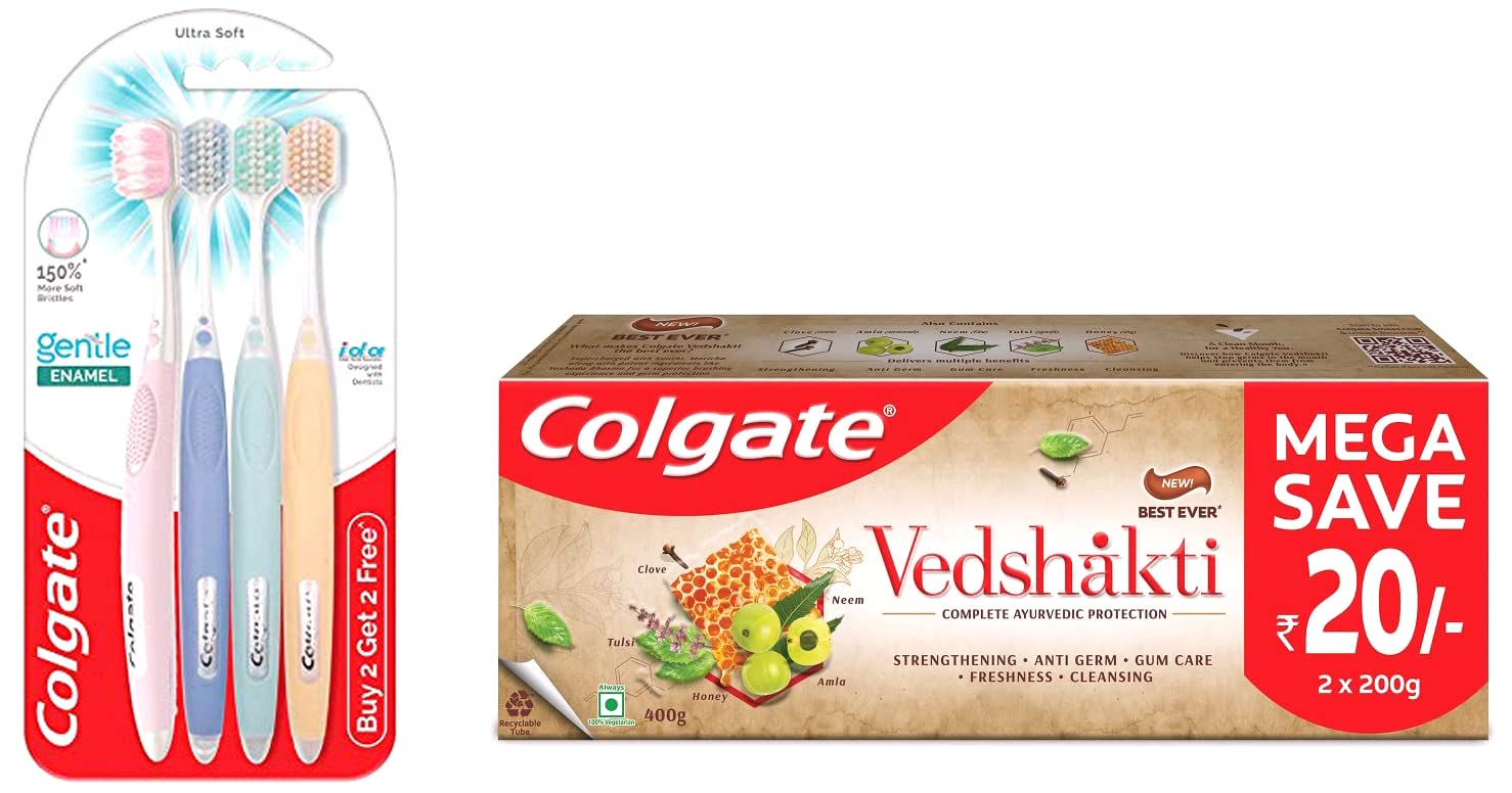 Buy Colgate Gentle Enamel Ultra Soft Bristles Toothbrush for adults, 4 ...