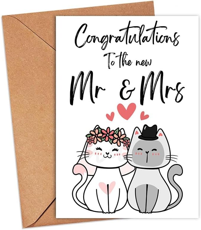 Amazon.com : AcevedoDesign Cute Mr And Mrs Cat Congratulations On Your ...