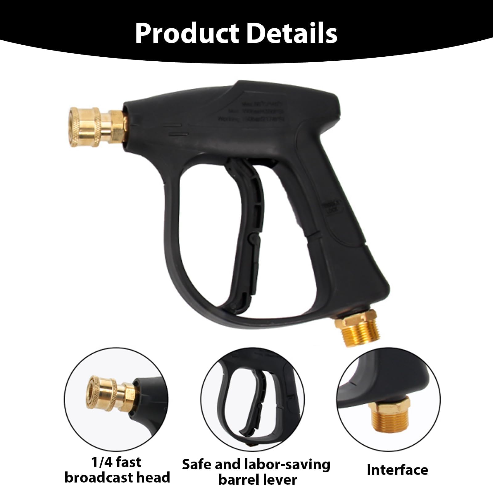 lcyen Jet Wash Gun with M22 14MM Fitting Hose Connector and 5 Nozzles ...