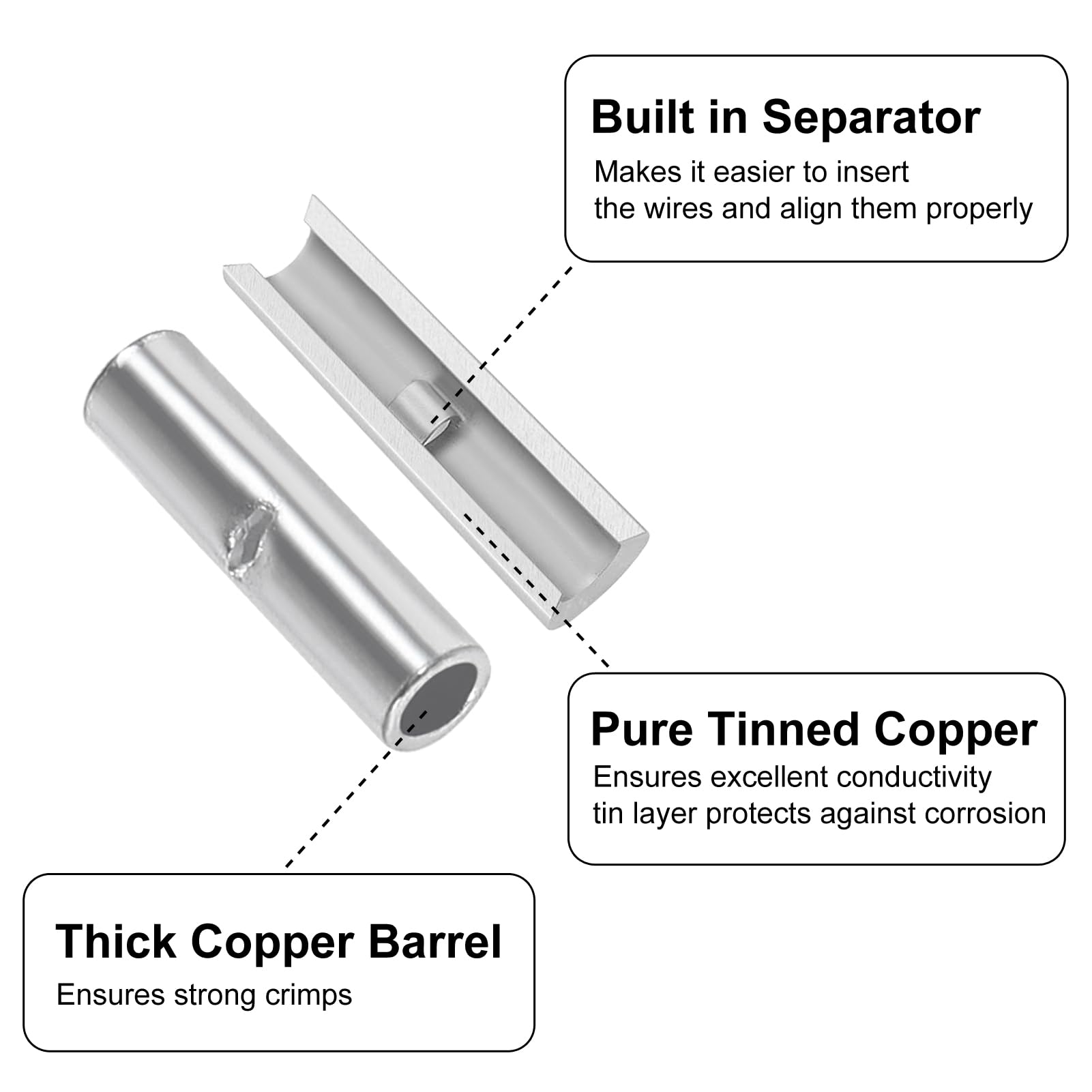 Snapklik.com : 100pcs Non Insulated Butt Connectors Kit Butt Splice ...