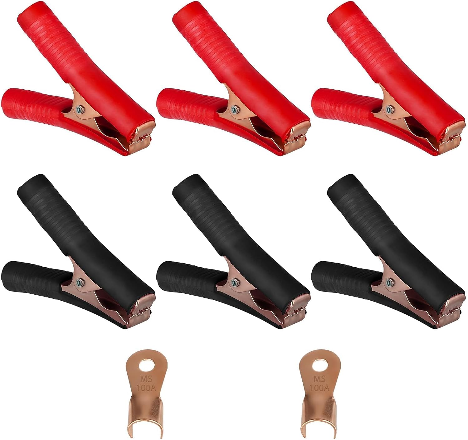 EEEKit 6PCS Car Battery Alligator Clips, 100A Electrical Crocodile Jump ...