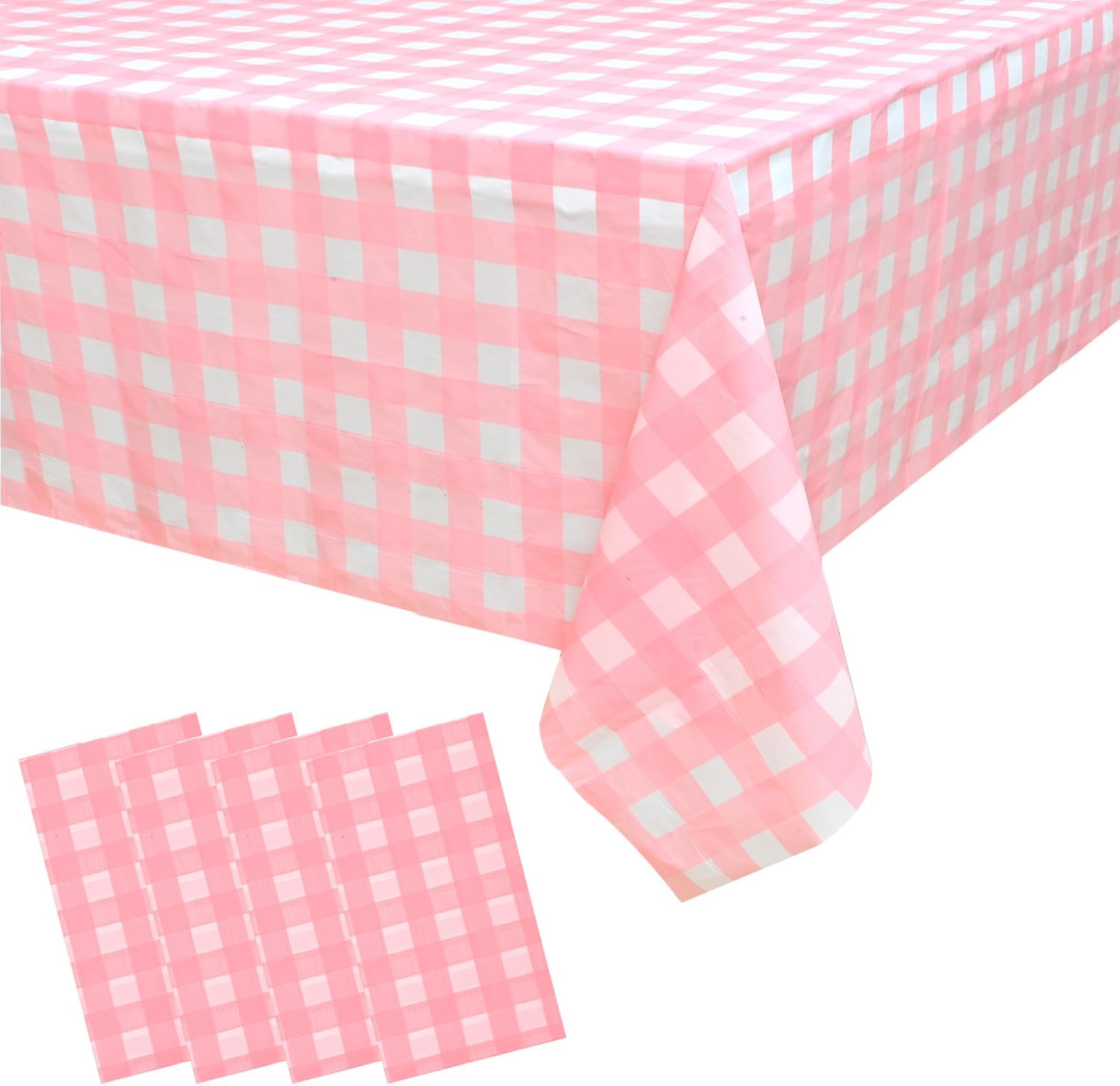 Amazon.com: Vedran 4 Pack Pink Gingham Tablecloth Decorations, Pink and ...