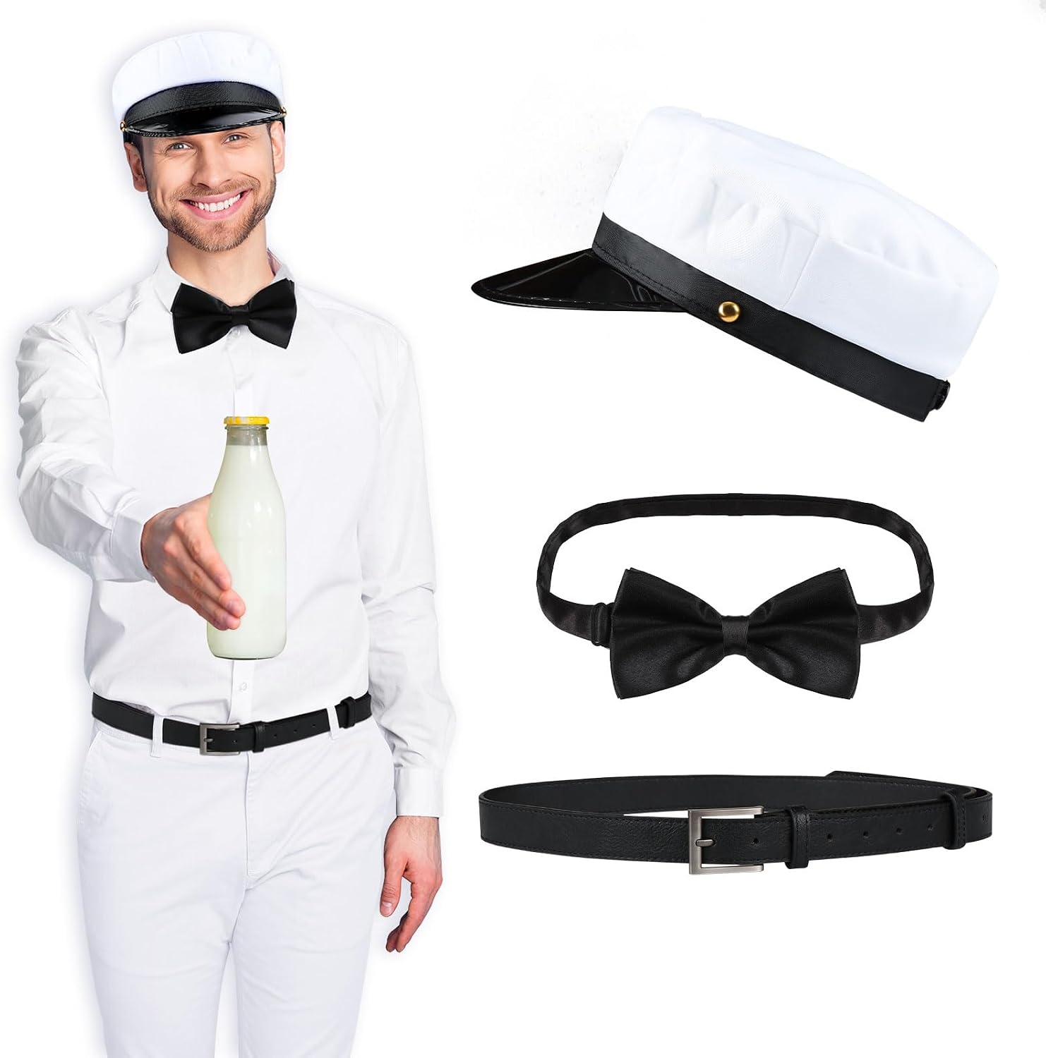 Amazon.com: Eurzom Halloween 50's Milkman Costume Accessories Include ...