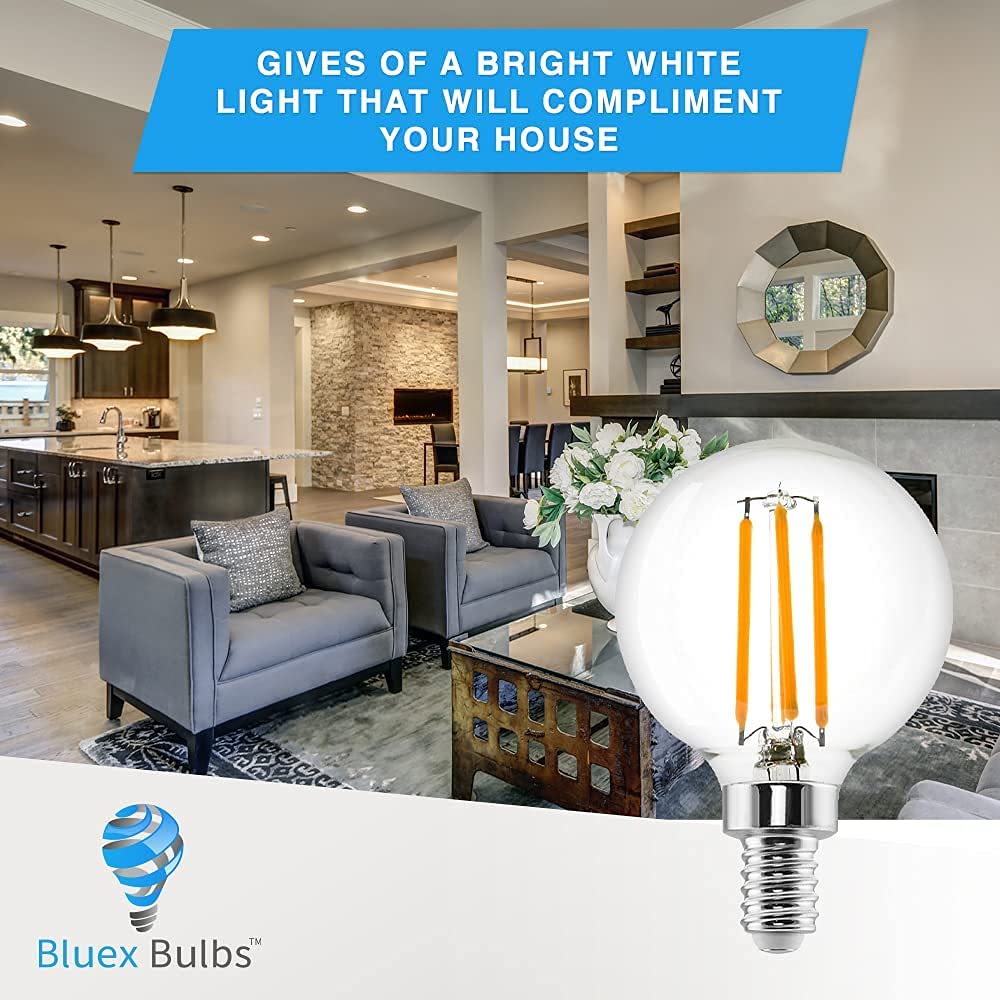 6 Pack G16.5 Light Bulb LED 4W - 4000K Cool White Dimmable 40W ...