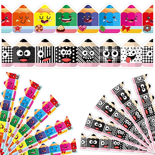 Snapklik.com : 67ft Pencils Bulletin Board Border Cute Faces Pencils ...