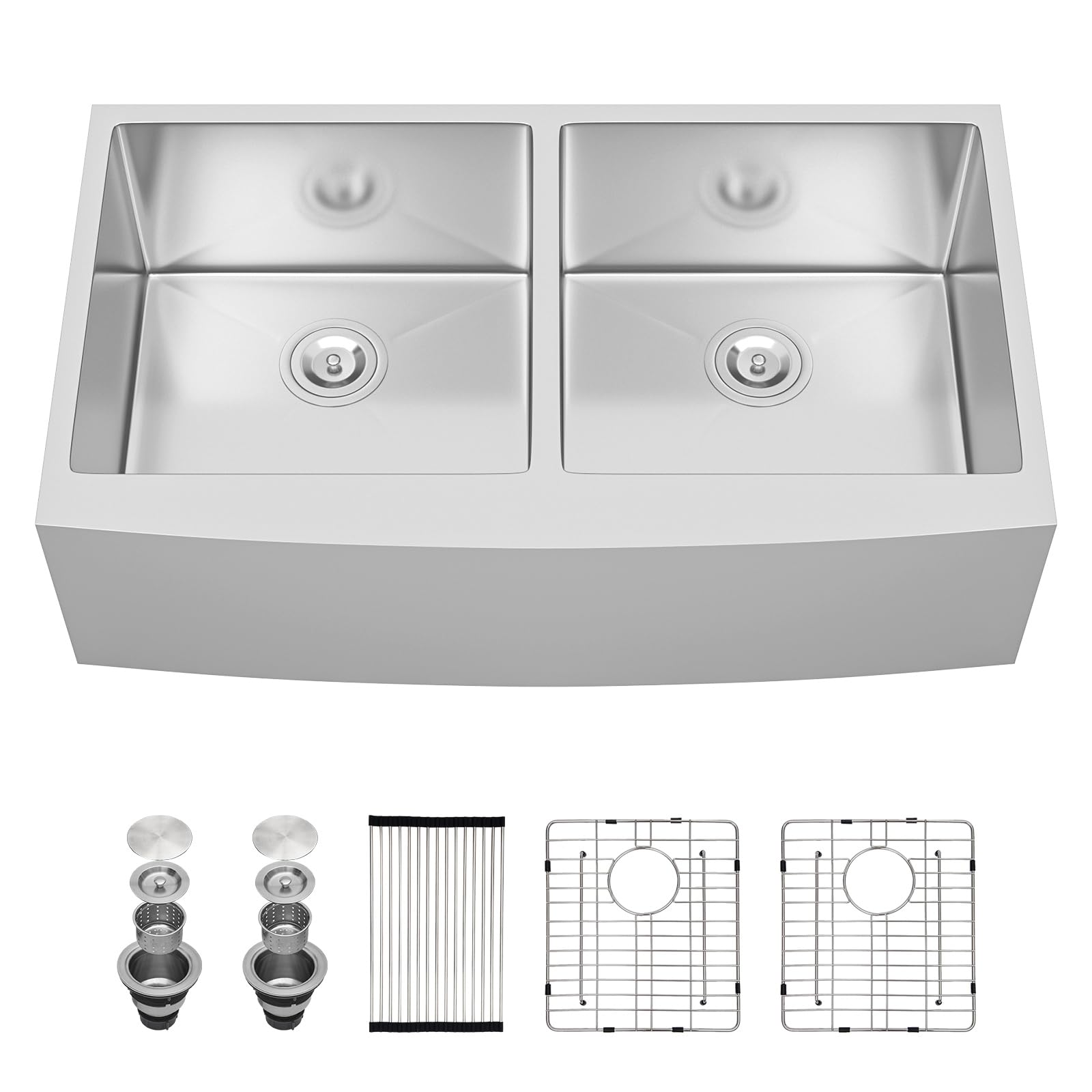 Snapklik.com : Sarlai 36 Farmhouse Kitchen Sink Stainless Steel Double Bowl
