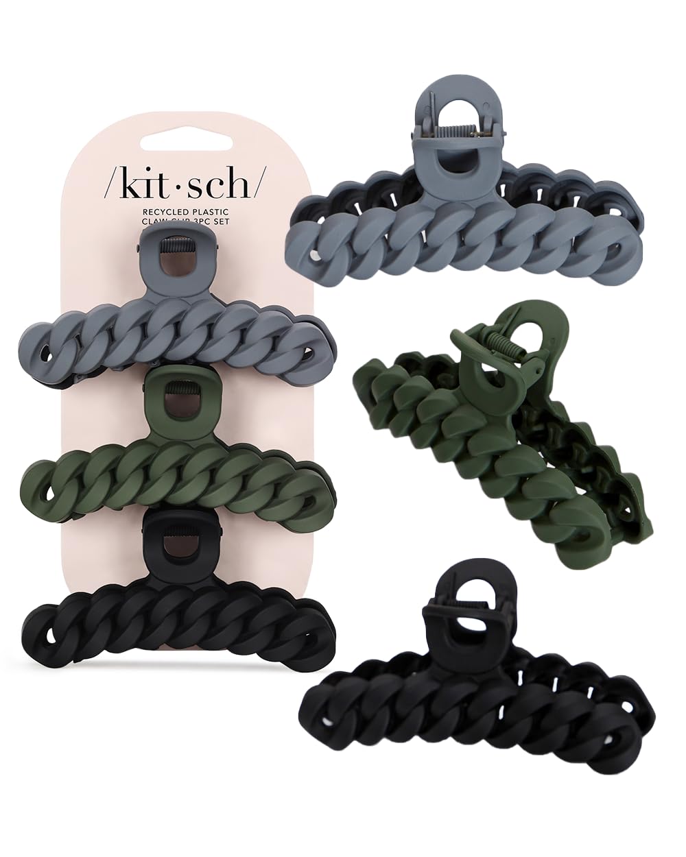 Amazon.com : Kitsch Recycled Plastic Large Claw Clip, Big Chain Hair ...