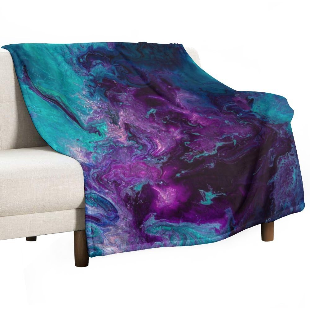 Amazon.com: Purple Teal Turquoise Galaxy Nebulous Fleece Throw Blanket ...