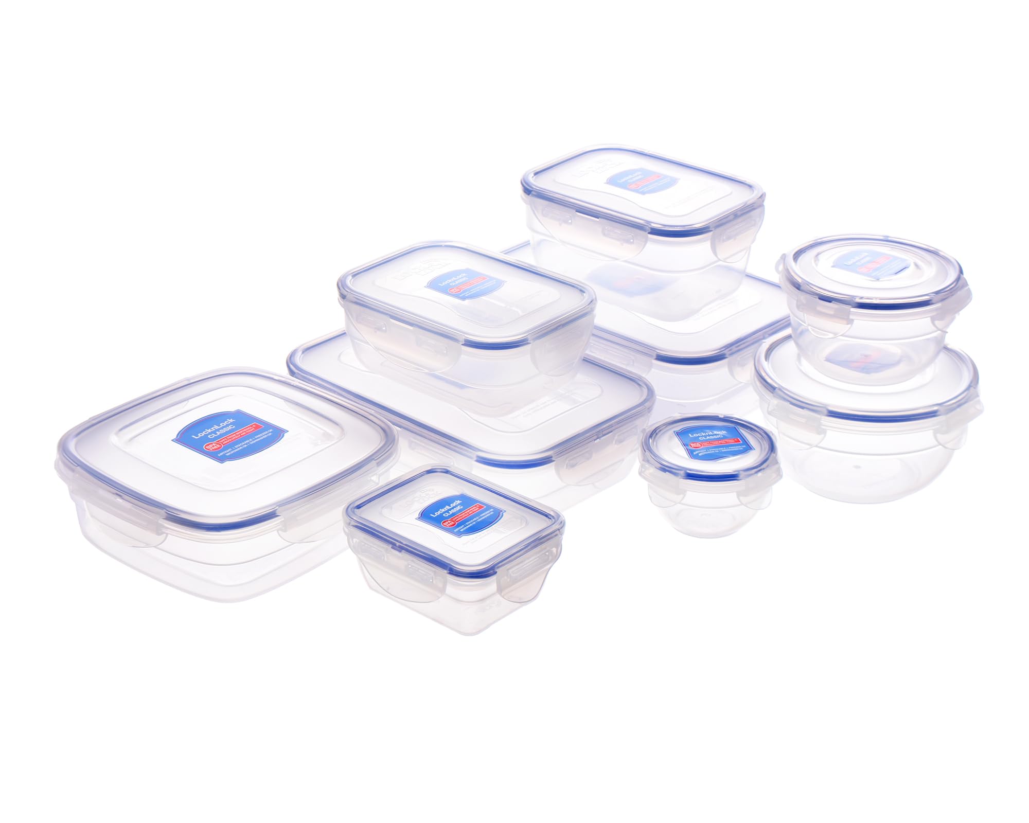 LocknLock 9-Piece Multi-Shape Nesting Storage Set CLEAR (Brown Carton ...