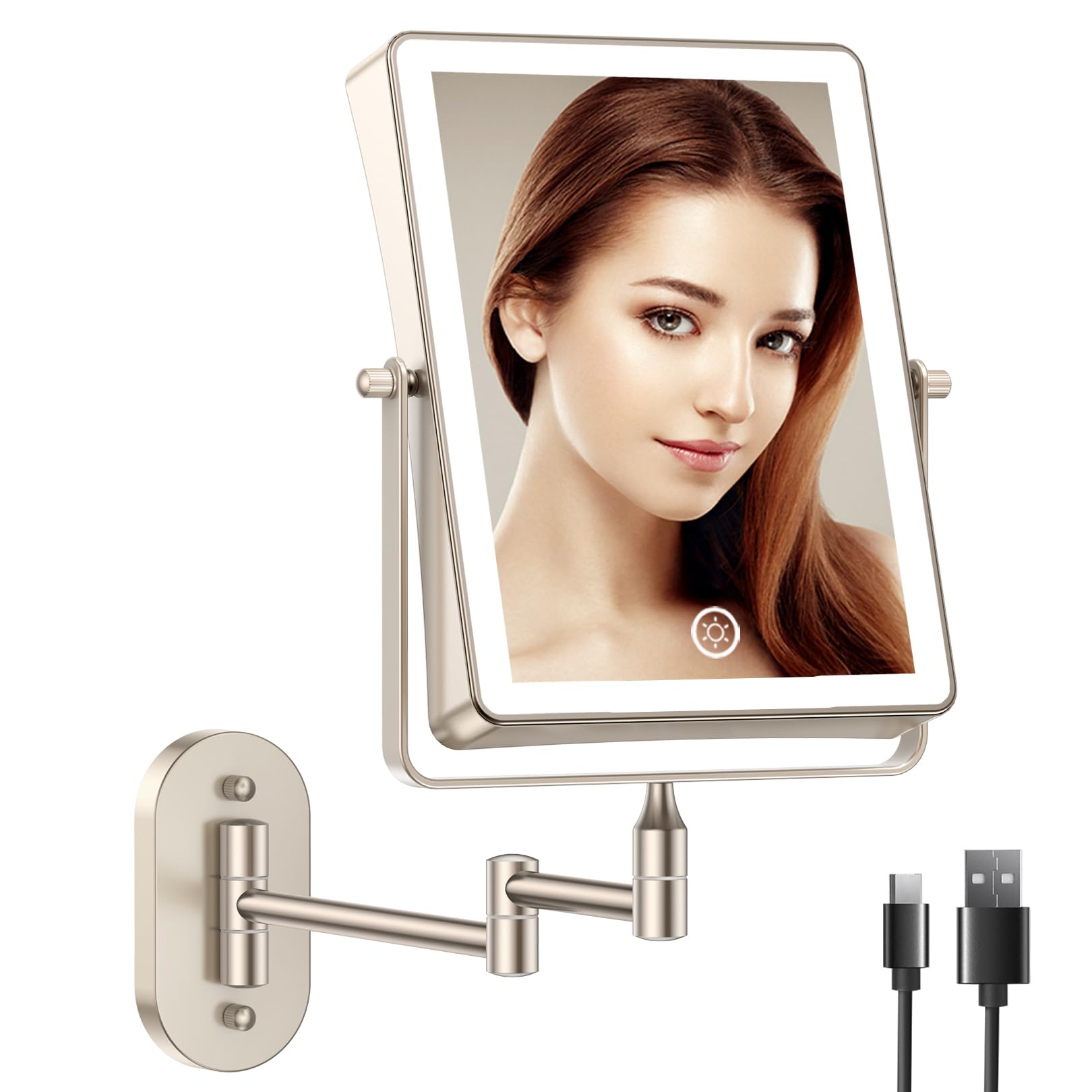 Amazon.com : FASCINATE Rechargeable Wall Mounted Makeup Mirror ...