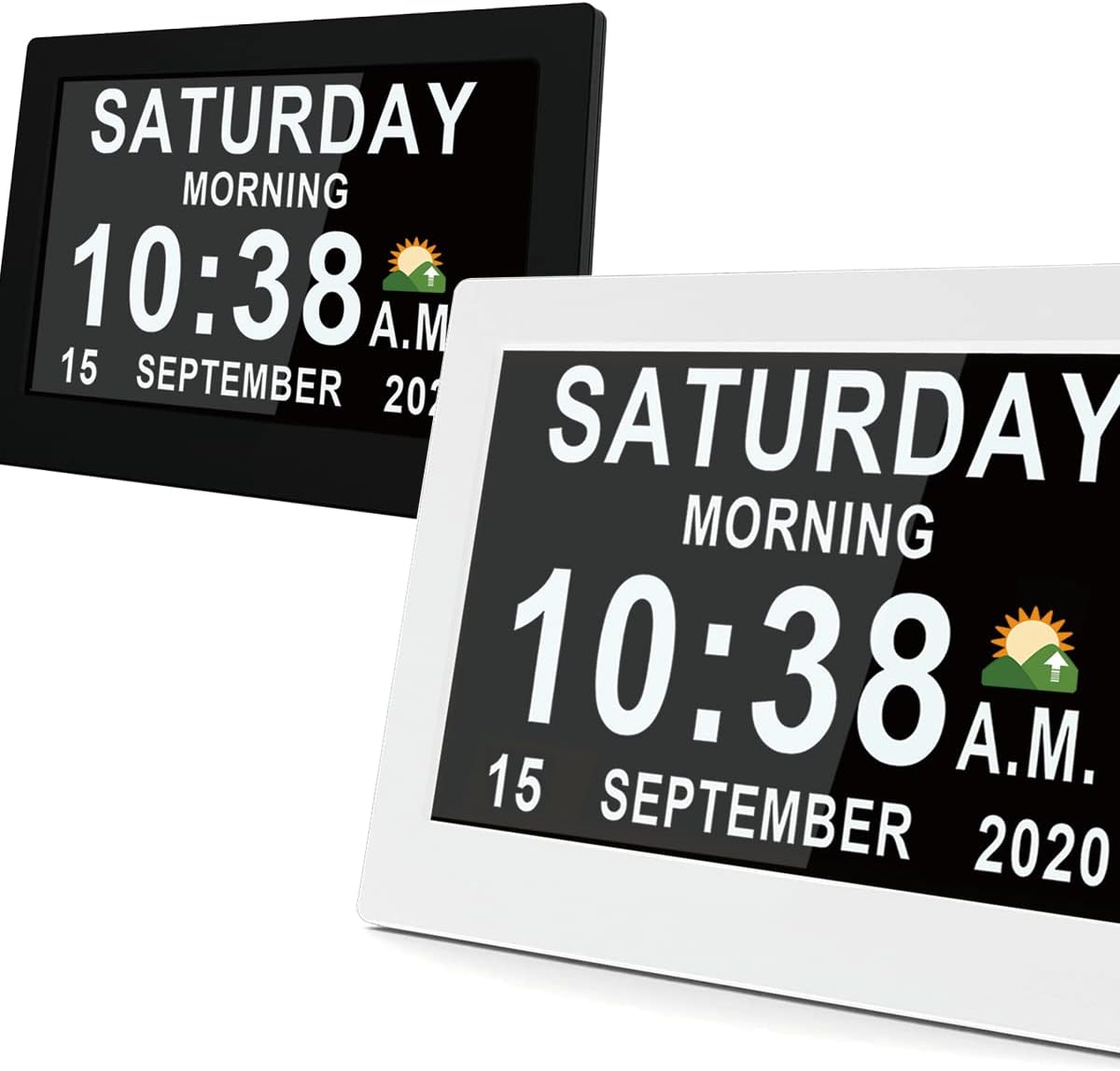 Amazon.com: MASSII 7" Black +7" White Digital Clock with Auto DST and ...