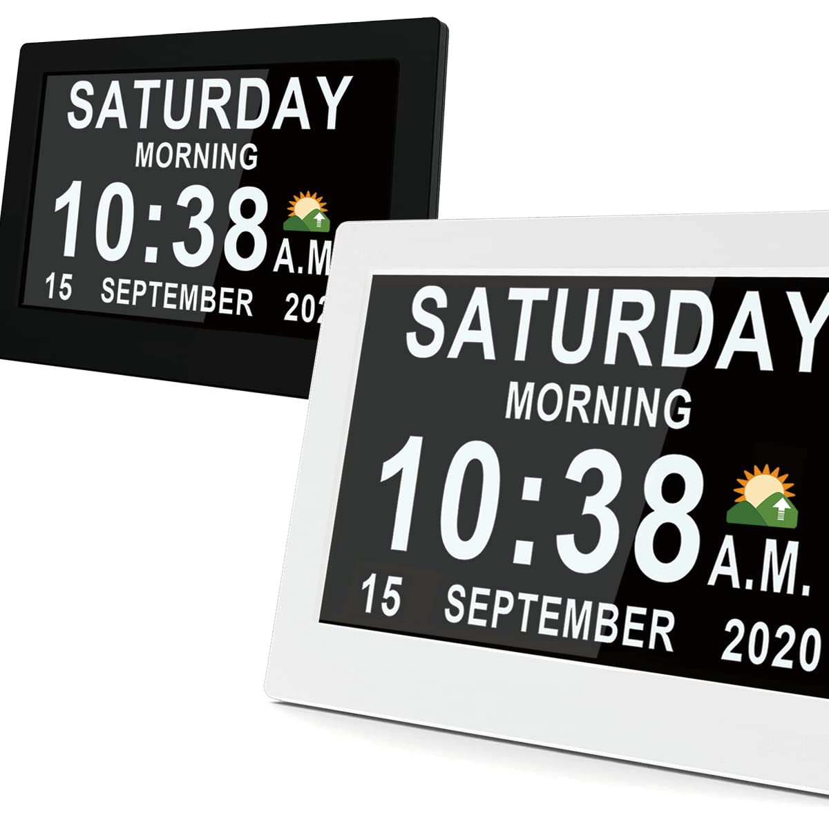 Amazon.com: MASSII Digital Clock with Auto DST and Sun Moon Icons, 19 ...