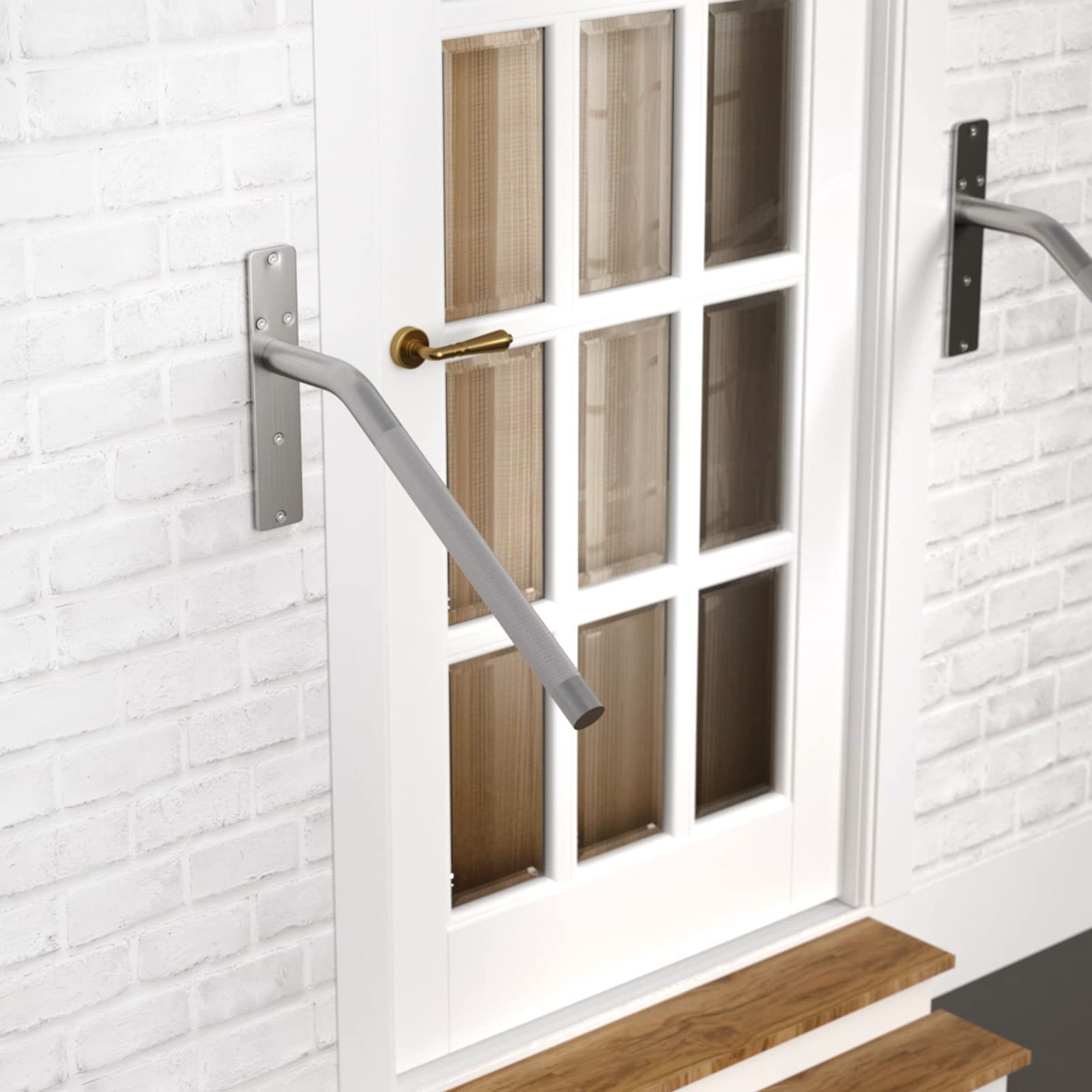 Snapklik.com : Brushed Nickel Stair Handrail 16 Inch -1.25" Diameter ...