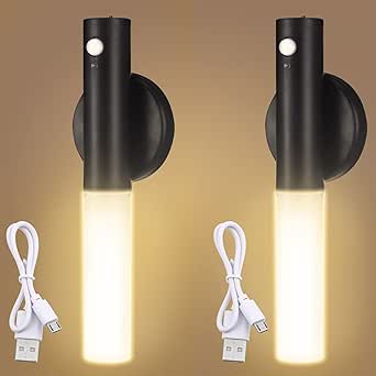Luz Nocturna con Sensor de Movimiento LED Luz de Pared Magnética 2 Palos USB Recargables Luces ...
