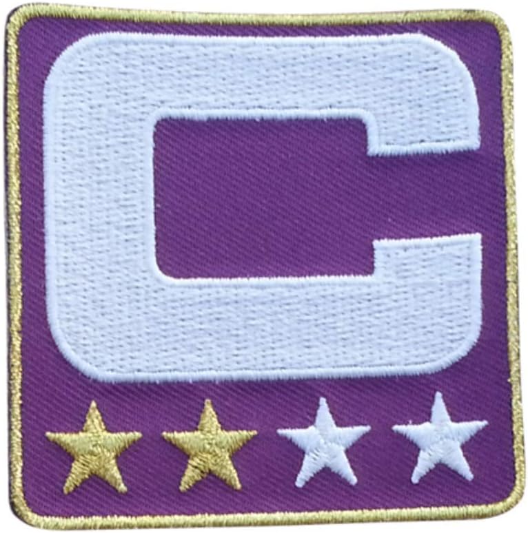 Amazon.com: Purple w/ 2 Gold Stars Captain C Patch Iron On for Football ...