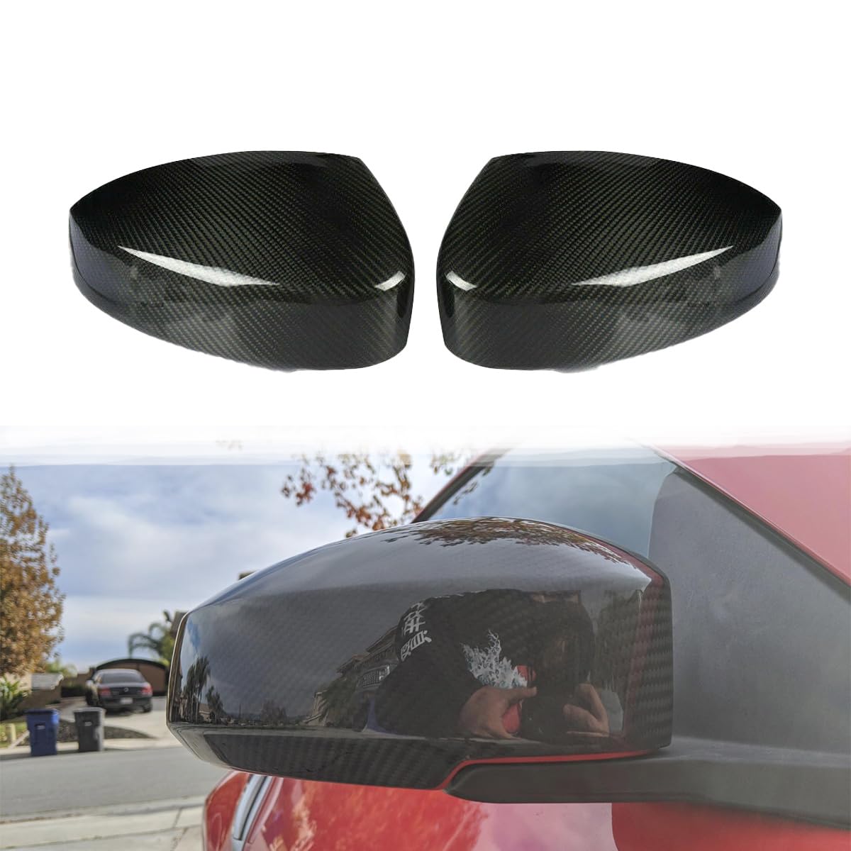 Amazon.com: Mirror Cap Covers Real Carbon Fiber Compatible with Nissan ...