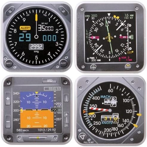 Amazon.com | Modern Aircraft Instrument Coasters - Set of 4: Airplane ...