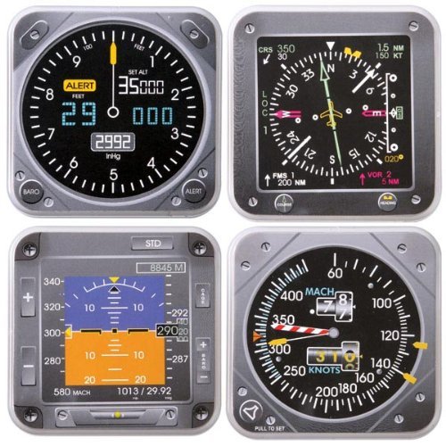 Amazon.com | Modern Aircraft Instrument Coasters - Set of 4: Airplane ...