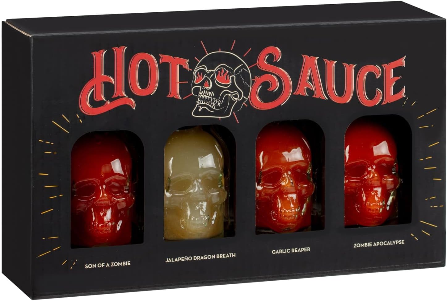 New 4 Pack Chilli Skulls Hot Sauce Selection Sauces Come In Skeleton ...
