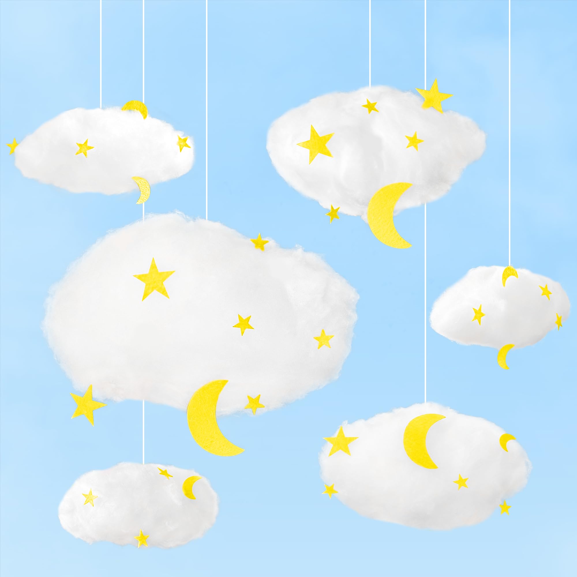 Amazon.com: GCVTVR Hanging Clouds with Stars and Moons, 3D Floating ...
