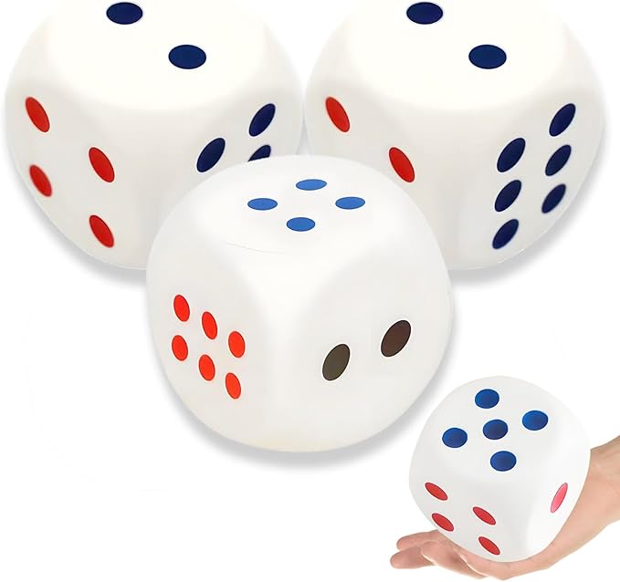 3Pcs Large Dice, 6cm Foam Dice with Math Cubes Design for Stress ...