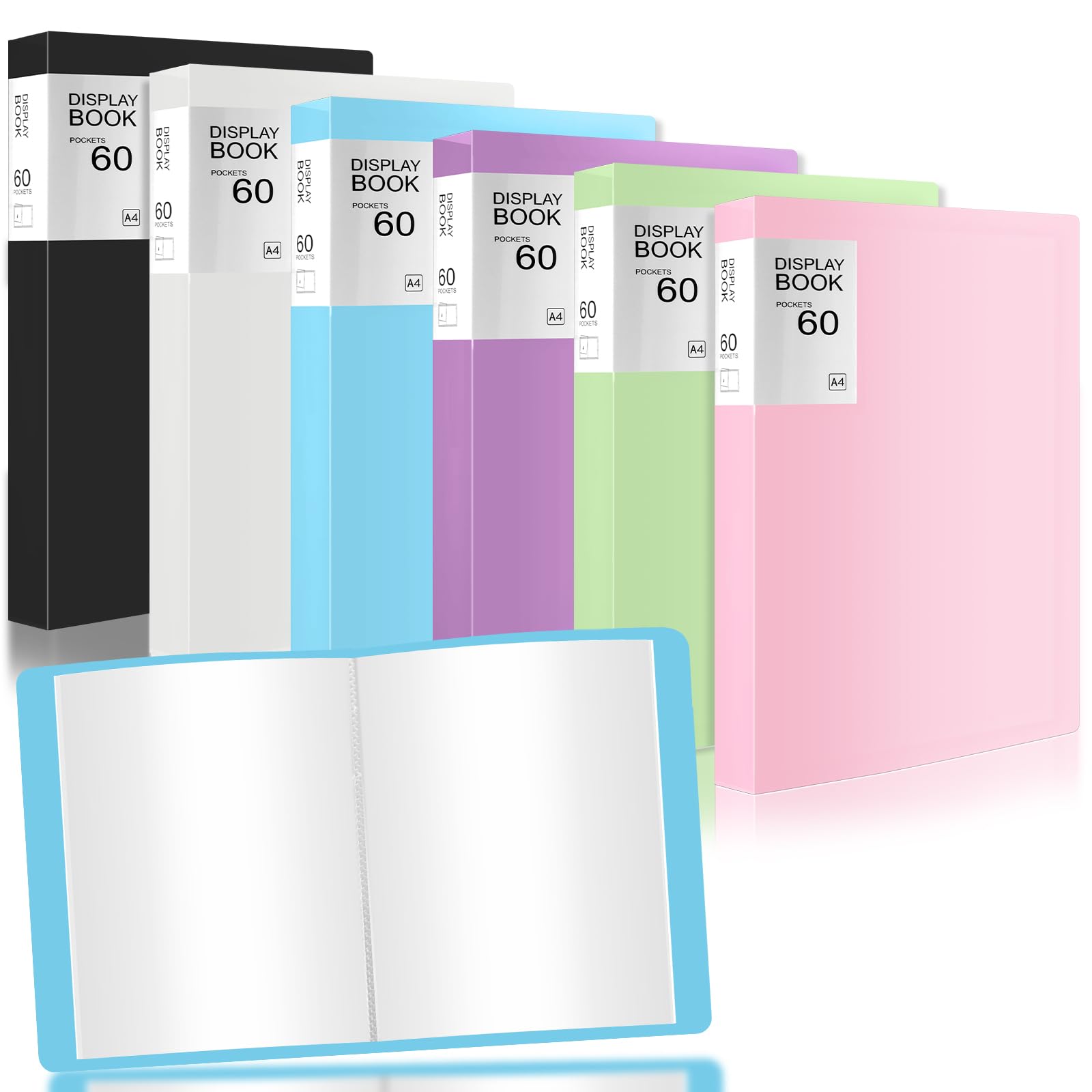 Amazon.com : Gueevin 6 Pieces A4 Display Book Binder with Plastic ...