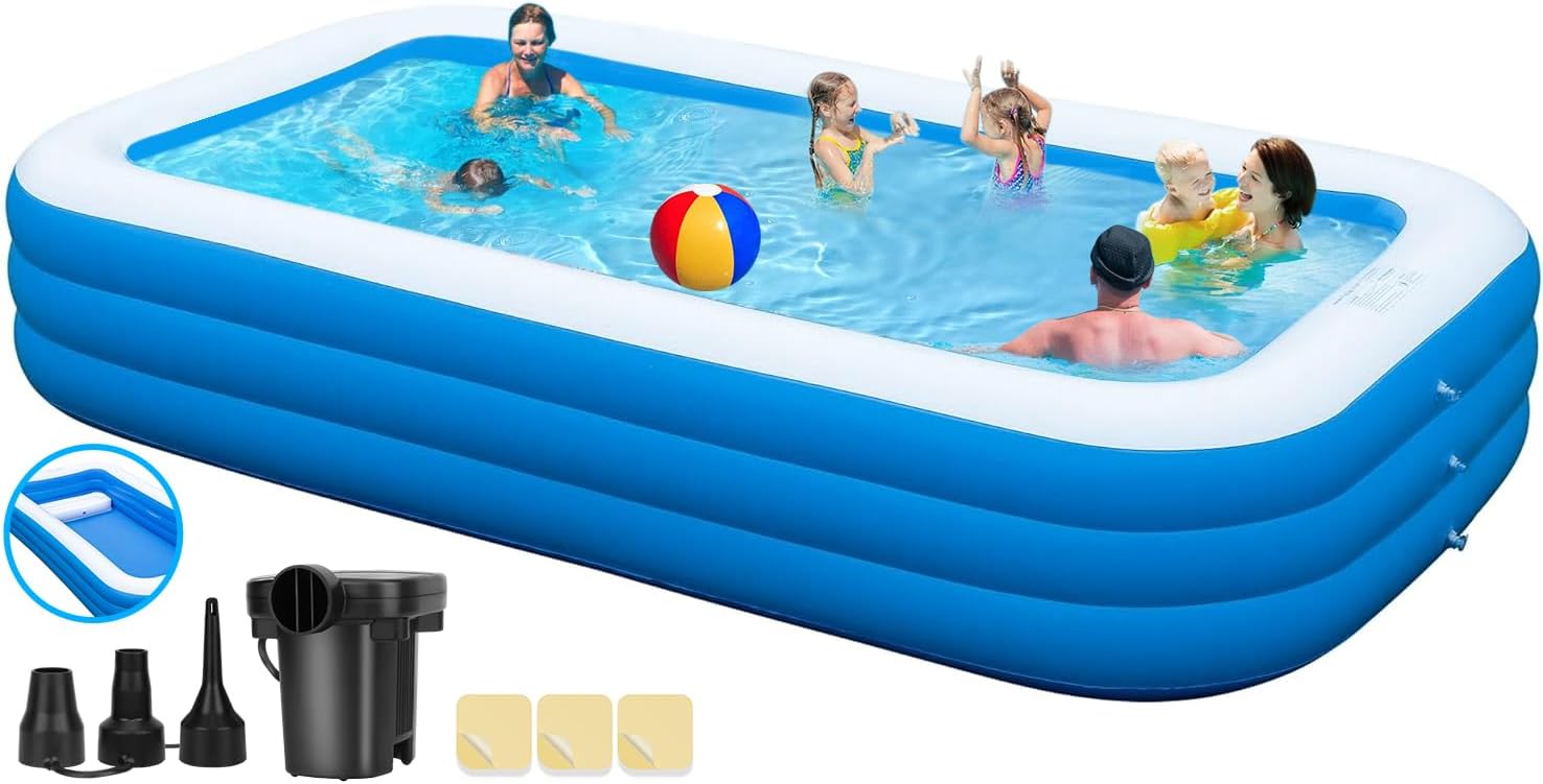Amazon.com: Inflatable Pool with Seats for Adults- Large 130"x 72" x 22 ...