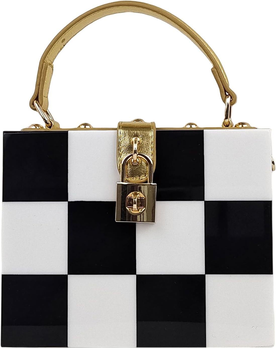 Black White Checkerboard Acrylic Clutch Purse Bag Women Box Evening ...