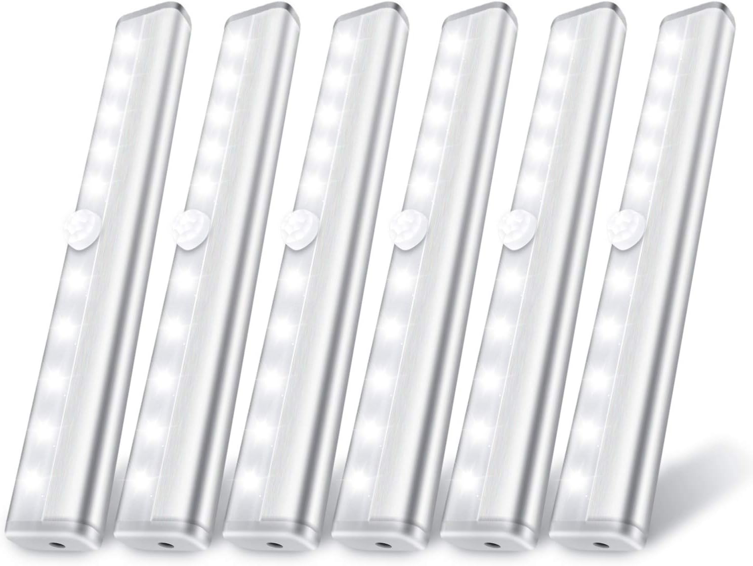 lexall 6 Pack LED Motion Sensor Lights, 10 LED Closet Battery Operated ...