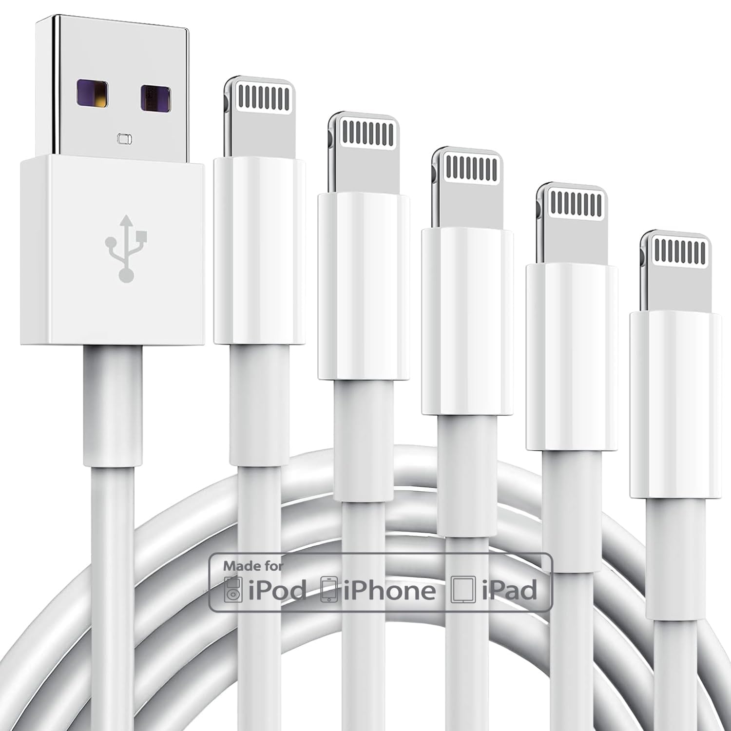 Amazon.com: TUMABER 5 Pack Apple MFi Certified iPhone Charger Cable 6Ft ...