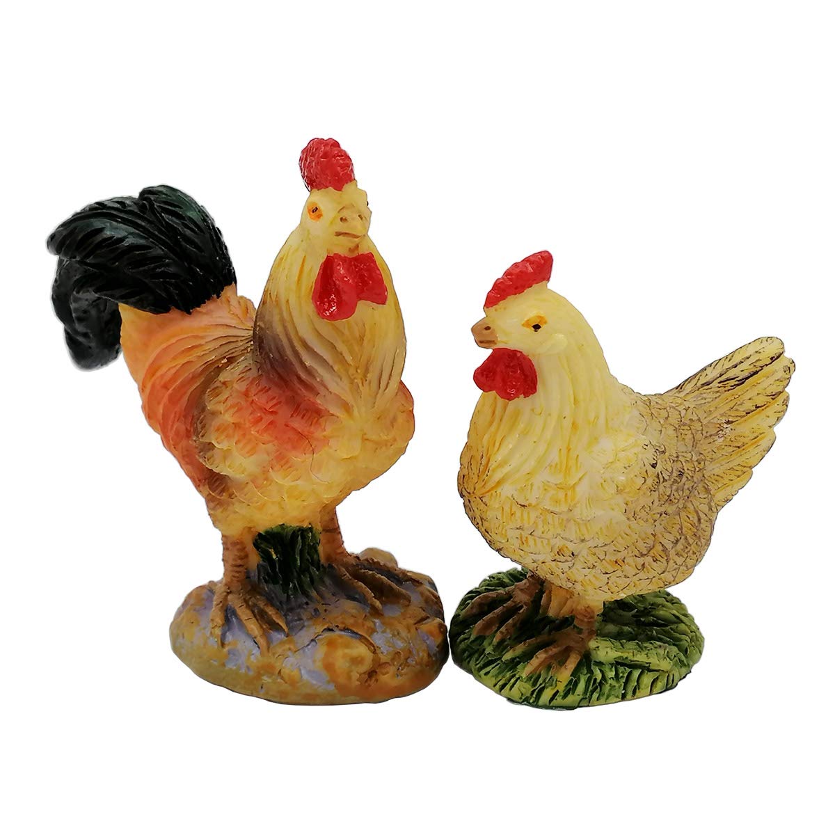 Amazon.com: EMiEN Miniature Chicken Mini Carved Ornament Figurine Farm ...