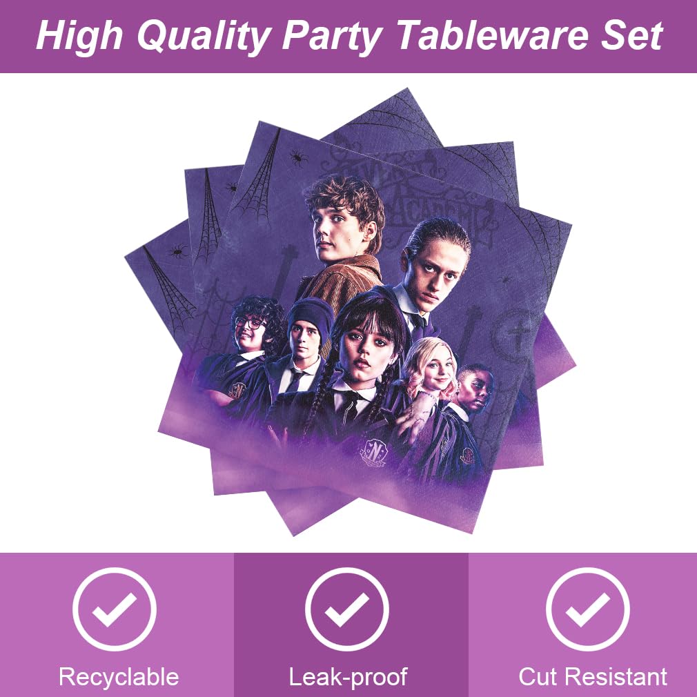 40 Pcs Wednesday Addams Party Supplies, Including 20 Plates and 20 ...