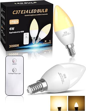TobeBright LED E14 Remote Control Light Bulb 4W 350LM - Night Light ...