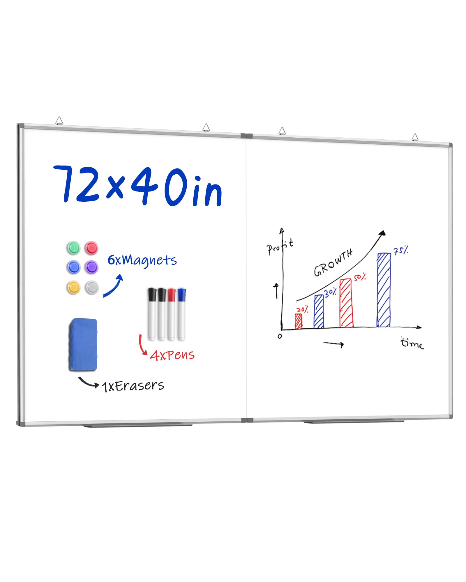 Amazon.com : 72"X 40" Large Magnetic Dry Erase Whiteboard, Wall Hanging ...